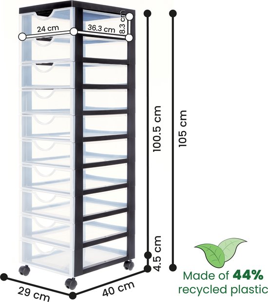 Commode IRIS Ohyama Design Chest -10 tiroirs x 7,5L - Plastique - Zwart ...