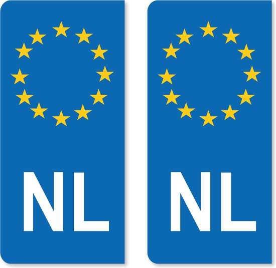 Blauwe NL Sticker - Kentekenplaat Stickers - Set van 2 | bol