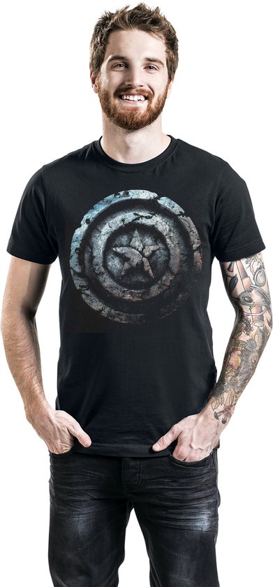 Captain America Stone Shield T-shirt zwart 3XL | bol
