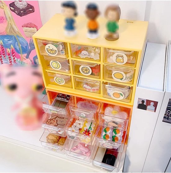 Mini plastic lade organizer - cosmetische vitrine tafel opbergdoos ...