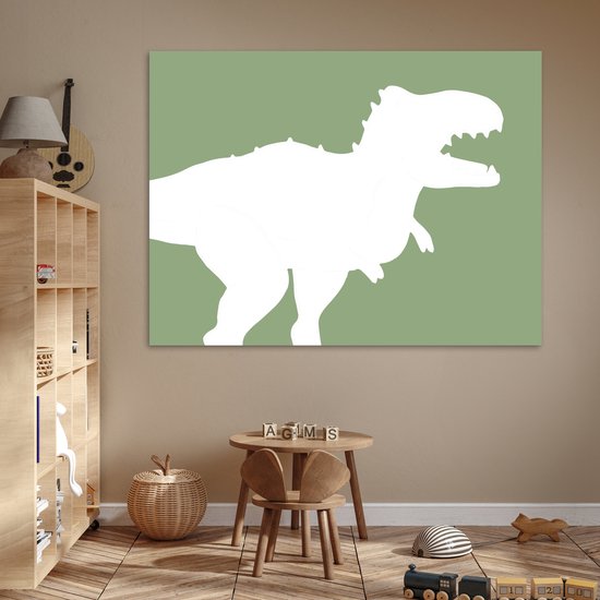 Poster 160x120 cm - Dino - T-rex - Dinosaurus - Groen - Tyrannosaurus ...