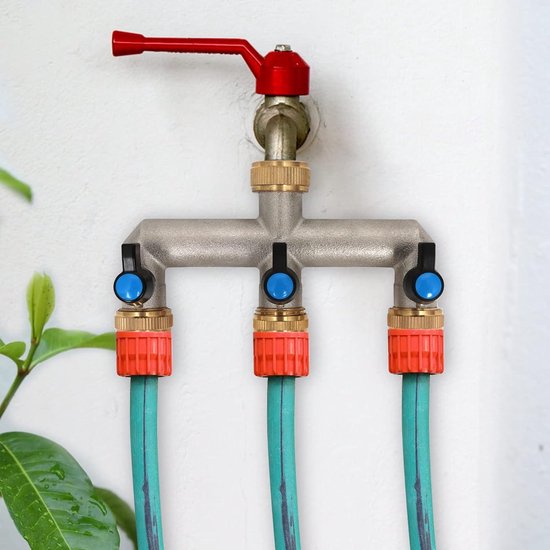Waterverdeler messing 3-weg 3 apparaten tuinslangen - 3-delige verdeler - 3/4 inch... | bol