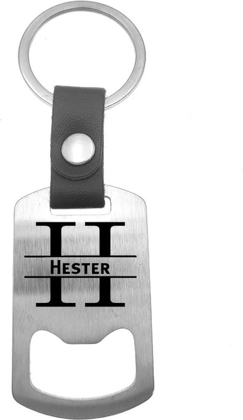 Luxe Sleutelhanger RVS - Leer - Hester | bol