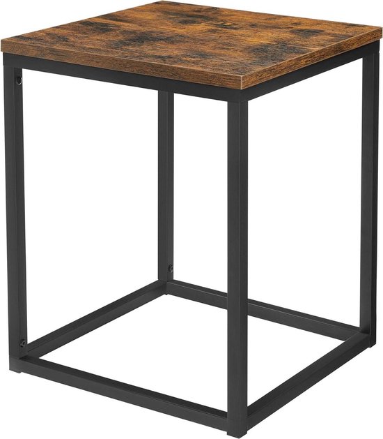 Vierkant bijzettafel frame van staal industrieel rustiek bruin en zwart ...