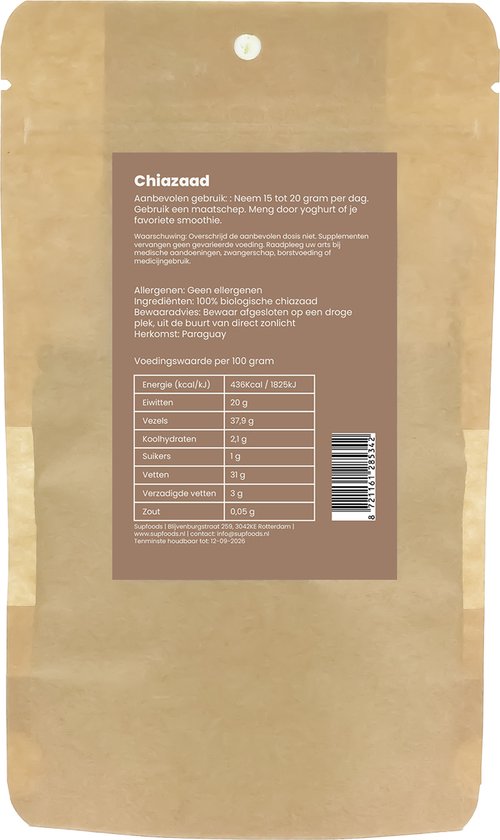 Chiazaad 100% Biologisch - 250gram - Chiazaad is Rijk aan Omega-3 ...