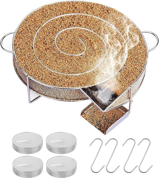Ronde koude rookgenerator roestvrij staal met haken en kaarsen ...