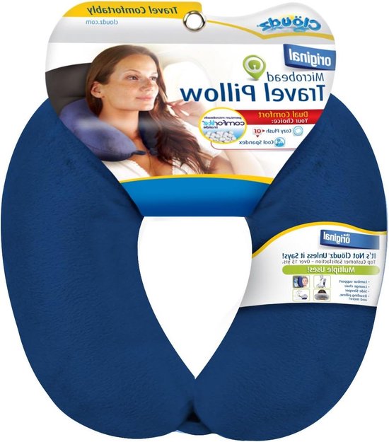 Travel Neck Pillow - Navy Blue - Supportive Microbead Filling | bol