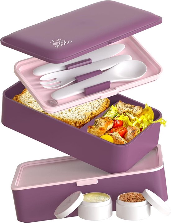 12L Bento Box Volwassenen met Bestek - 2 Sauscontainers - Lunchboxen ...