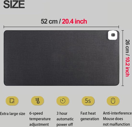 Equivera Verwarmde Bureau Onderlegger - Verwarmde Muismat ...