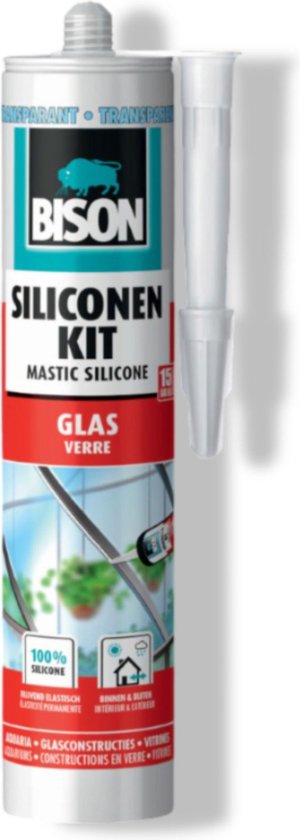 Bison siliconenkit glas koker 300 ml - transparant, blijvend elastisch ...