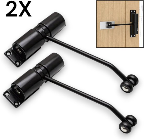 Deurdranger – 2 stuks – Zwart - Verstelbare Deurveer voor Binnendeur en ...