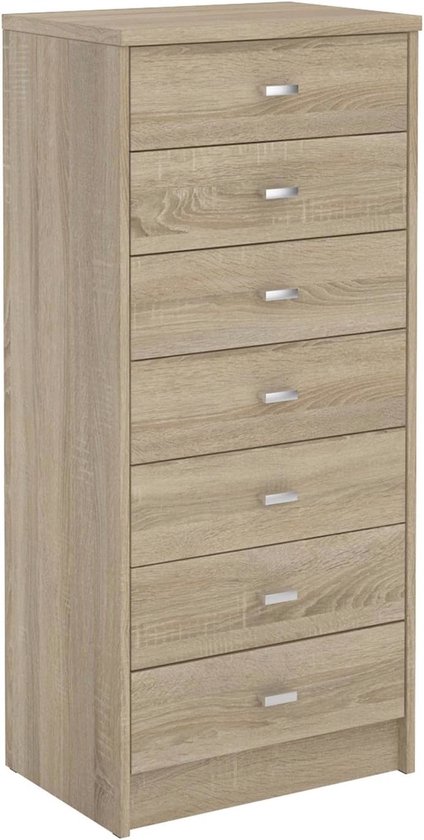 Hoge ladekast met 7 lades in Sonoma eiken voor kantoor, woonkamer of ...