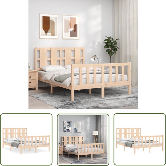 vidaXL Grenenhout Bed - Massief Grenen Bed Frame - Bedframe zonder ...