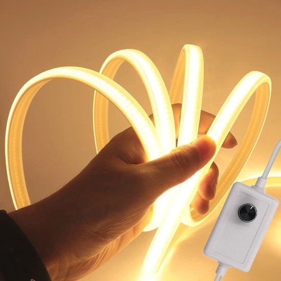 Dimbare COB LED-strip 220V met Dimmer - Waterdichte Flexibele LED Strip ...