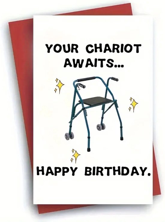 Enluxe Verjaardagskaart met Humor - 'Your Chariot Awaits... Happy ...