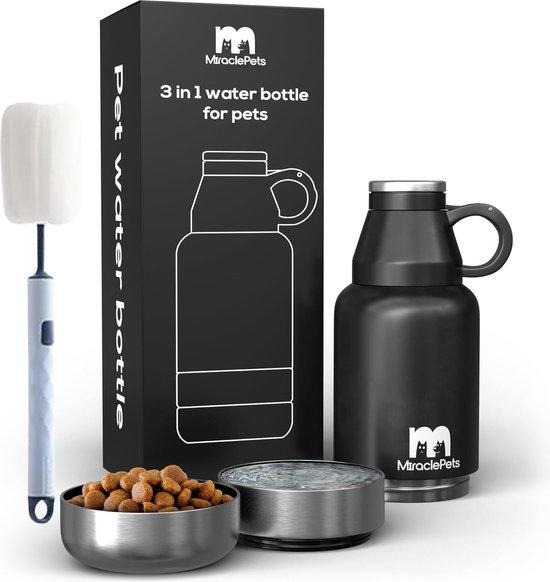 Honden Drinkfles - Waterfles - Hond - 1 Liter - RVS - Dubbel Geïsoleerd ...