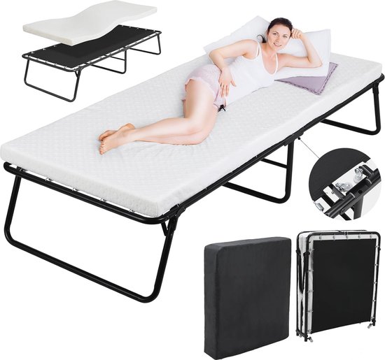 Opklapbed voor Volwassenen 80x191 cm - Inklapbaar Logeerbed met 7 cm ...