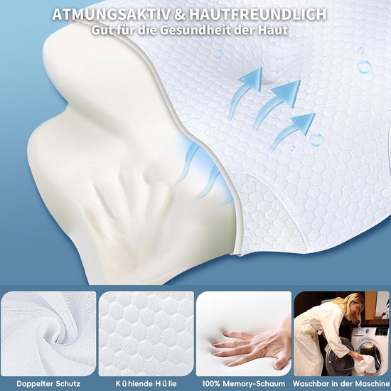 Memory Foam Nekkussen - Ergonomisch Orthopedisch Neksteunkussen voor Zijslapers met... | bol