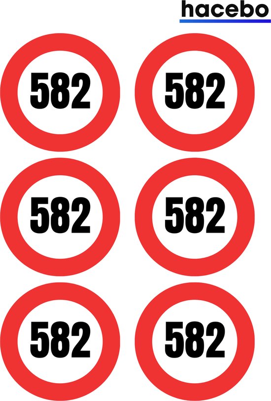 Verkeersbord Sticker - 8CM - Container sticker - Cijfer Stickers - 6 ...