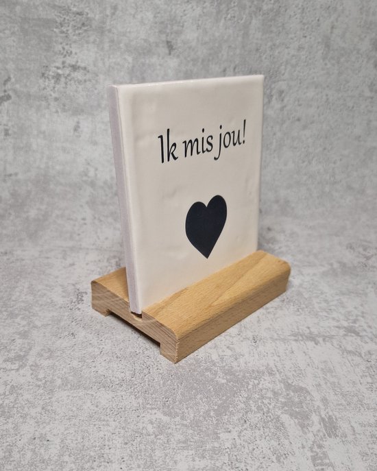 Tegeltje inclusief houder met tekst Ik mis jou 10x10cm | bol