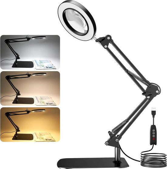 Loupe avec lumière et support - Grossissement 10x - 3 modes de couleur - 10 loupes... | bol