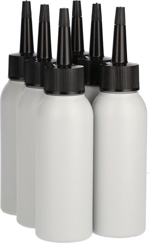 6x Plastic Fles 100 ml Tuitdop - Gerecycled HDPE Kunststof Wit - Rond ...