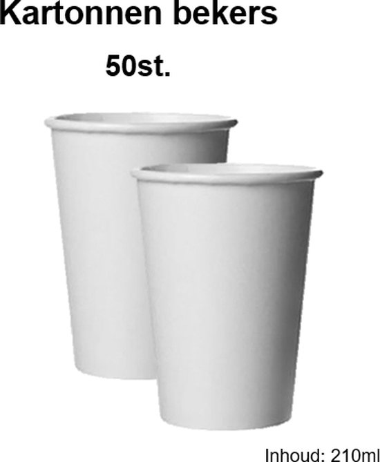 50 stuks Kartonnen bekers 210ml | Wegwerp servies | Inhoud: 210ml | 50 stuks | Wit |... | bol