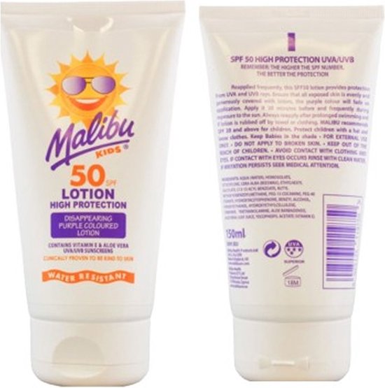 Malibu Kids Coloured Sun Lotion SPF50 - 150 ml | bol