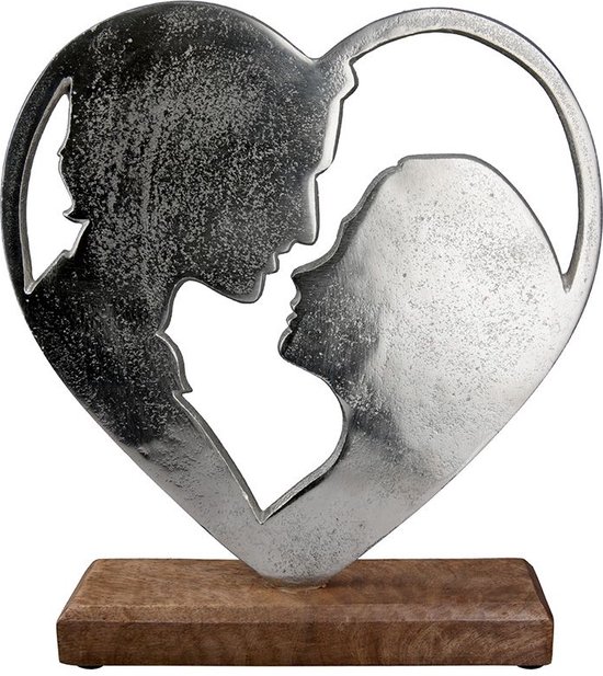 Gilde Handwerk - Beeld - Sculptuur - Liefdespaar - Mangohout - Metaal ...