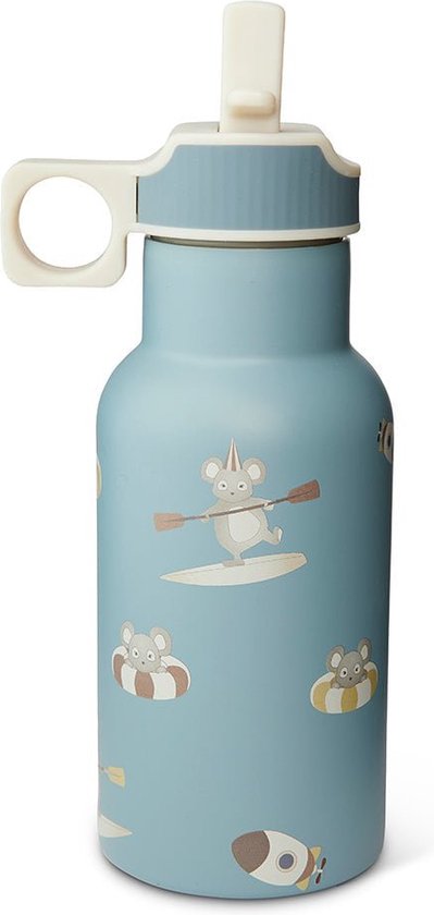 Drinkfles kind- waterfles 350ml - roestvrij staal-surfer-isolerend- rvs ...