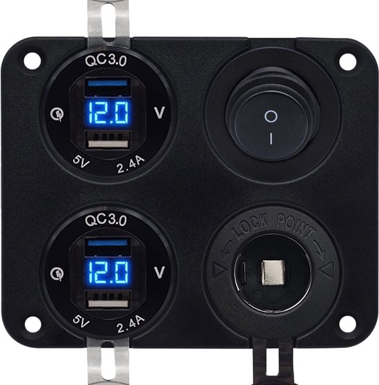 ProRide 12V USB Autolader 4 Poorten - 5V/2.4A - Schakelaar en 12V ...