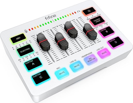 Fifine SC3 - Wit - Streaming Deck - DJ Mixer - Gaming Mixer - Podcast ...