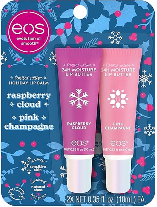eos - Limited Edition Holiday Lip Balm Set - Raspberry Cloud & Pink ...