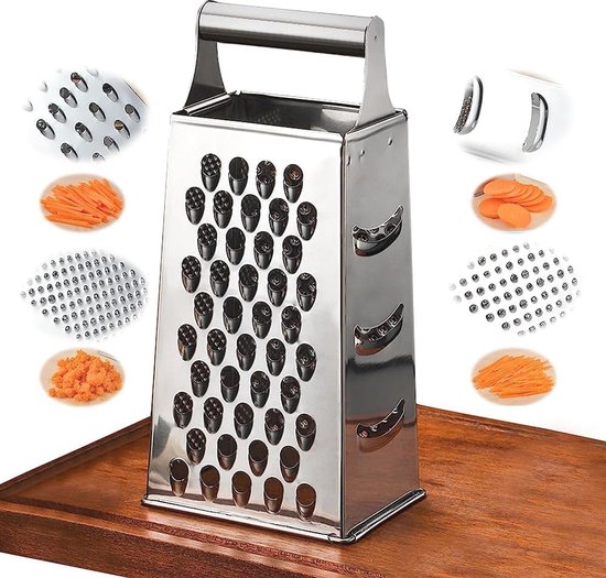 Kaasrasp met 4 Zijde van Roestvrij Staal - Handmatige Rasp voor ...