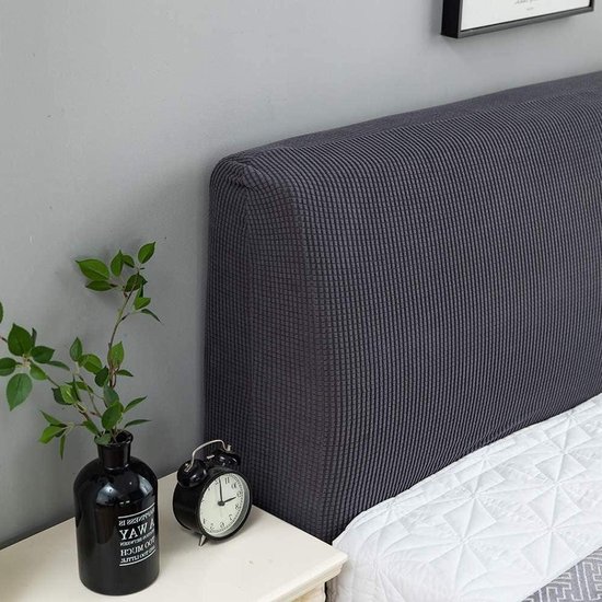 Headboard Cover Plain Design Stretchy Washable Removable - Dark Grey ...
