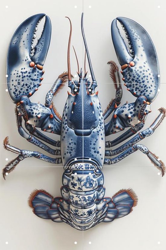IXXI Delfts blauwe kreeft - Wit - Wanddecoratie - Dieren - 40 x 60 cm | bol