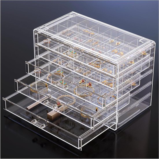 Acrylic Stackable Clear Jewellery Box for Earrings Rings - Transparent ...