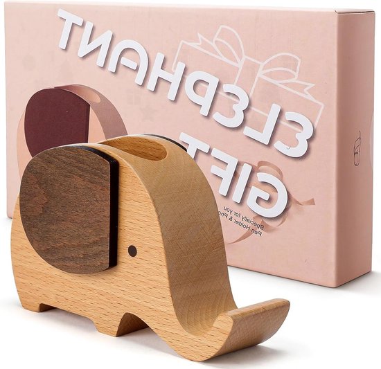 Verjaardagscadeaus houten pen telefoonstandaard olifant ...