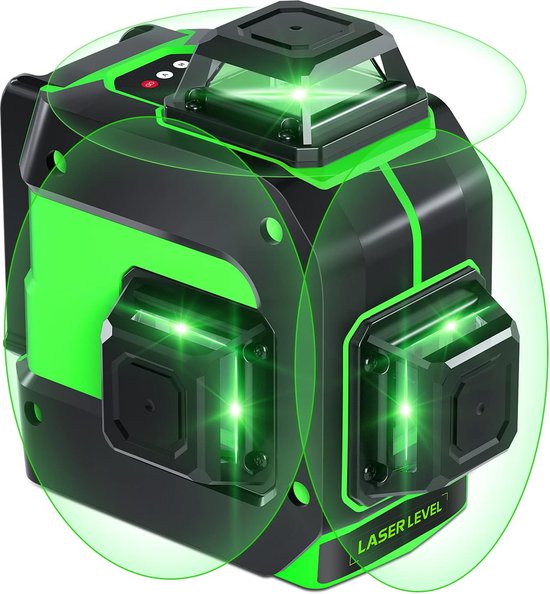 3x360° Kruislijnlaser met 12 Lijnen - Zelfnivellerende Laserlevel voor ...