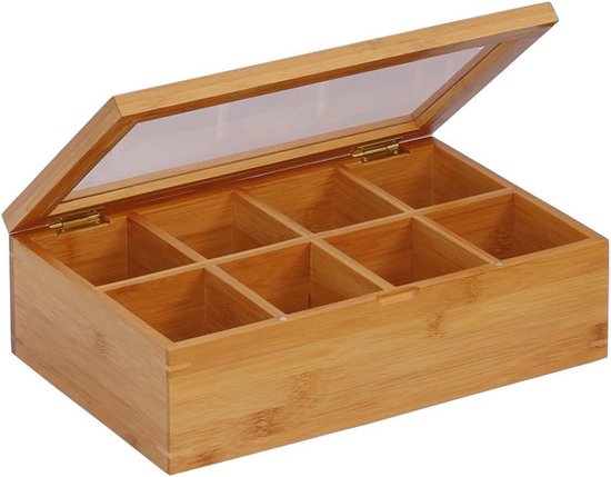 Bamboe Theedoos 30 cm natuurlijk - opbergdoos voor thee ...