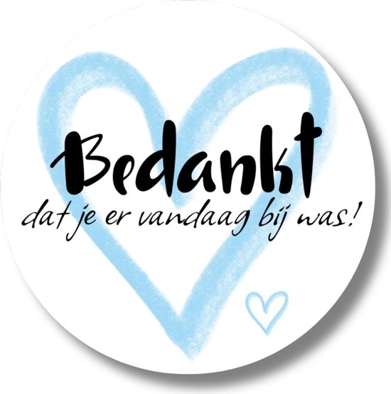 20 x Blauwe Stickers Bedankt dat je er vandaag bij was | Bedanken Communie Doop... | bol