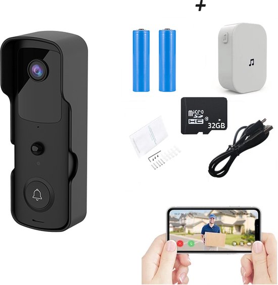 Video Deurbel met Camera Inclusief Montagemateriaal, SD-Kaart & Gong ...
