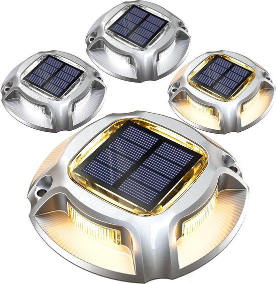 Outdoor Solar Floor Lights - 4Pack Warm Wit/Koud Wit IP68 Solar Deck ...
