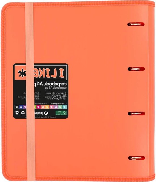 Map 4 ringen gestanst A4 koraal reservebladen - 6 tabbladen en ...