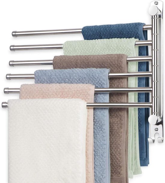 Handdoekrek Radiator Wandmontage met 6 Draaibare Stangen - SUS304 ...