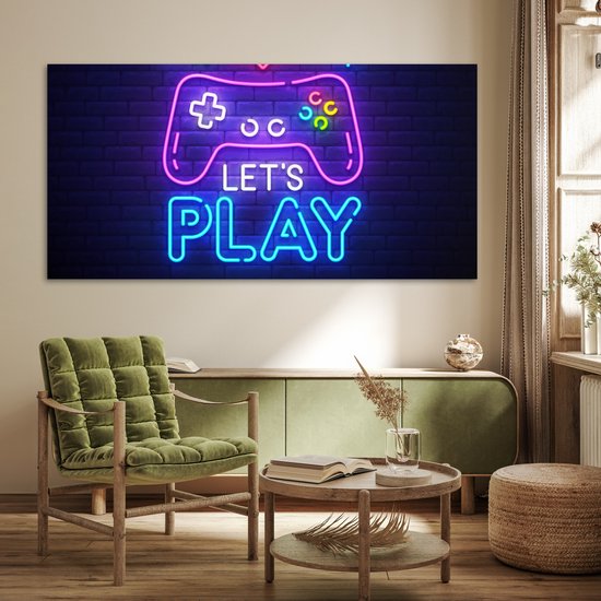Game Poster - Gaming - Neon - Let's Play - Controller - Quotes - 150x75 ...