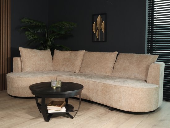 Hoekbank rond Lando 270cm bank met ronding beige chenille bankstel ...