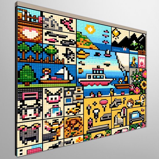 Pixel art relief schilderij | Reliëf van digitale pixels: een kunstwerk ...