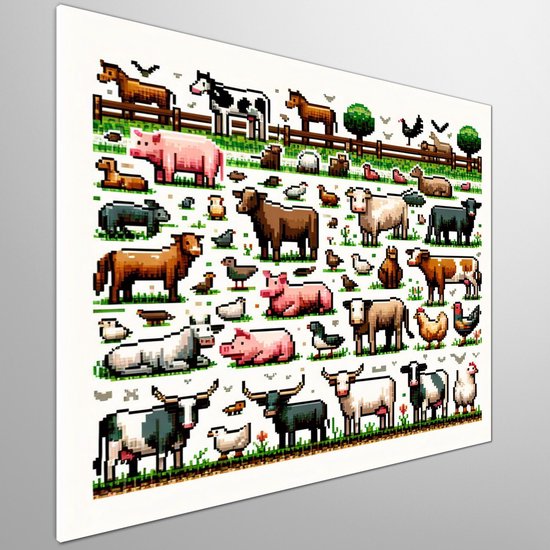 Pixel art vee schilderij | Digitale runderen: een artistieke fusie van ...