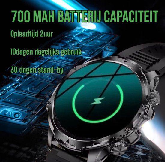 Royal Empire Smartwatch Heren - 53mm Sport Smartwatch - RVS & TPU Band ...